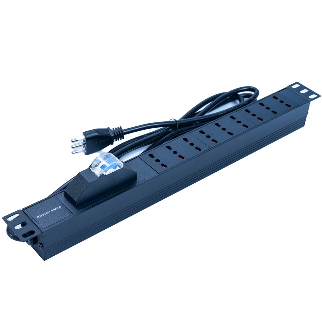 ATLANTICSWIRE PDU 9 ENCHUFES 19″ C/PROTECCION RACK/BASTIDOR